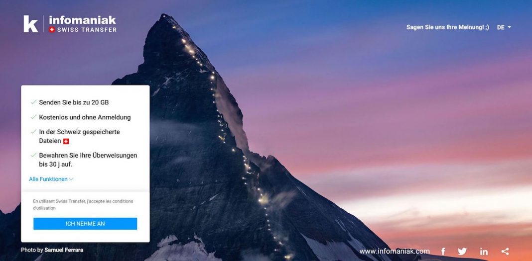 Swiss Transfer – Kostenlose Schweizer Filetransfer-Lösung bis 20 GB ...